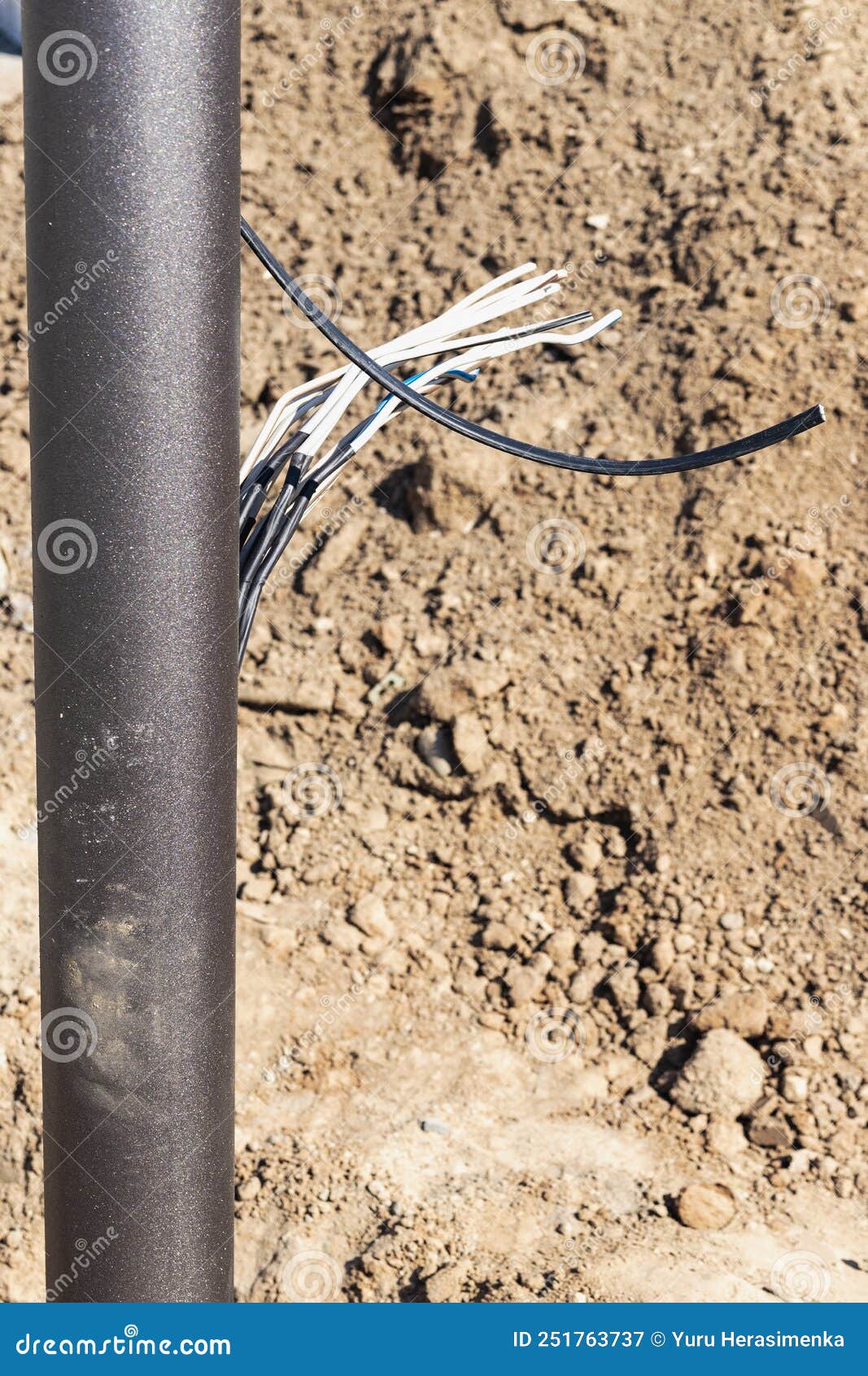 Lamppost with Open Hole. Inside is a Power Switch and Electrical Cables ...