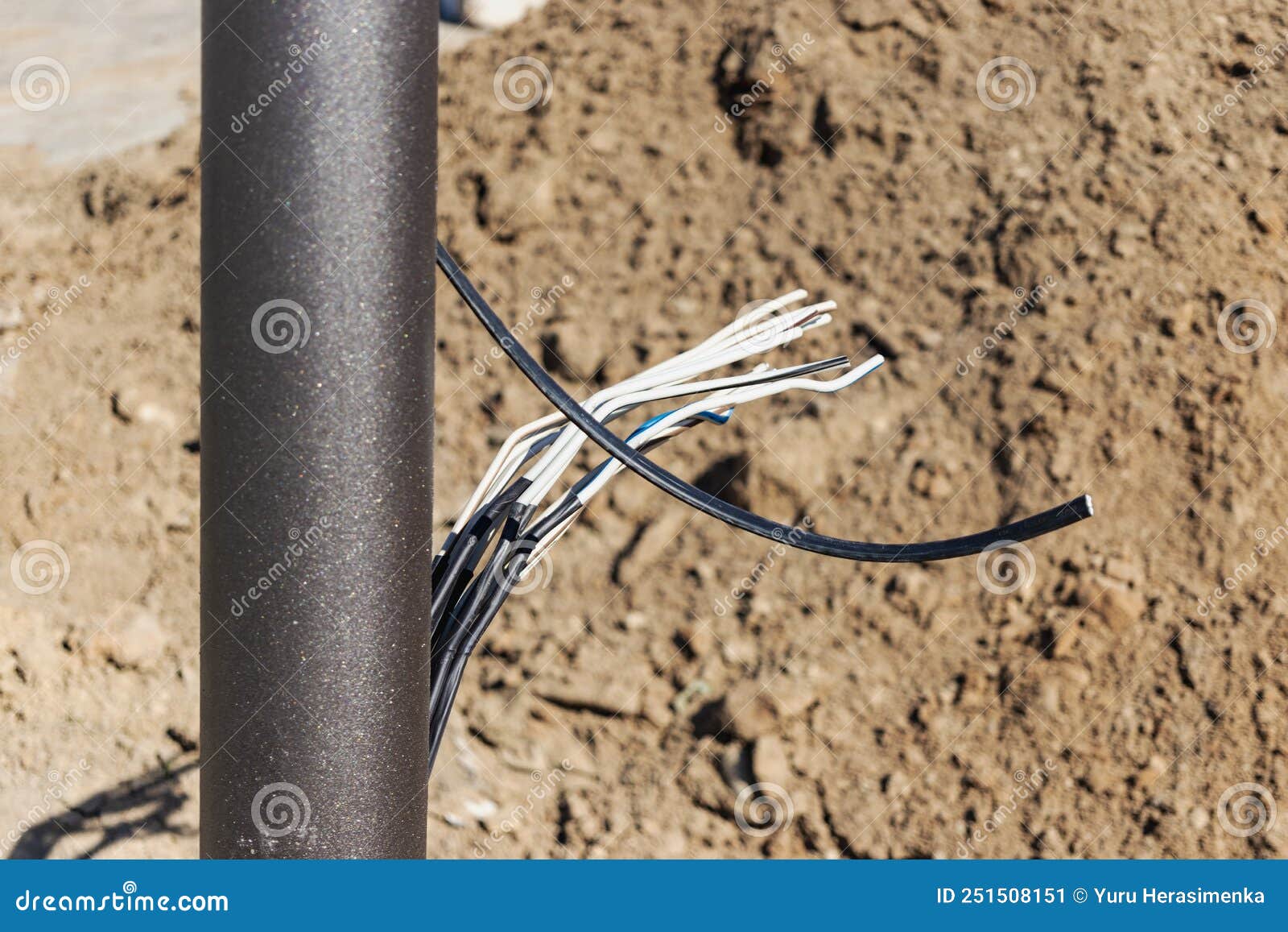 Lamppost with Open Hole. Inside is a Power Switch and Electrical Cables ...