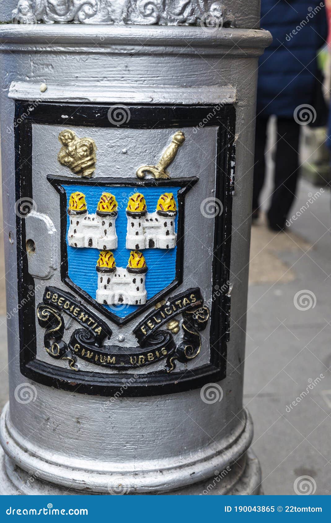 Lamppost with the Shield of Dublin, Ireland Stock Image - Image of ...