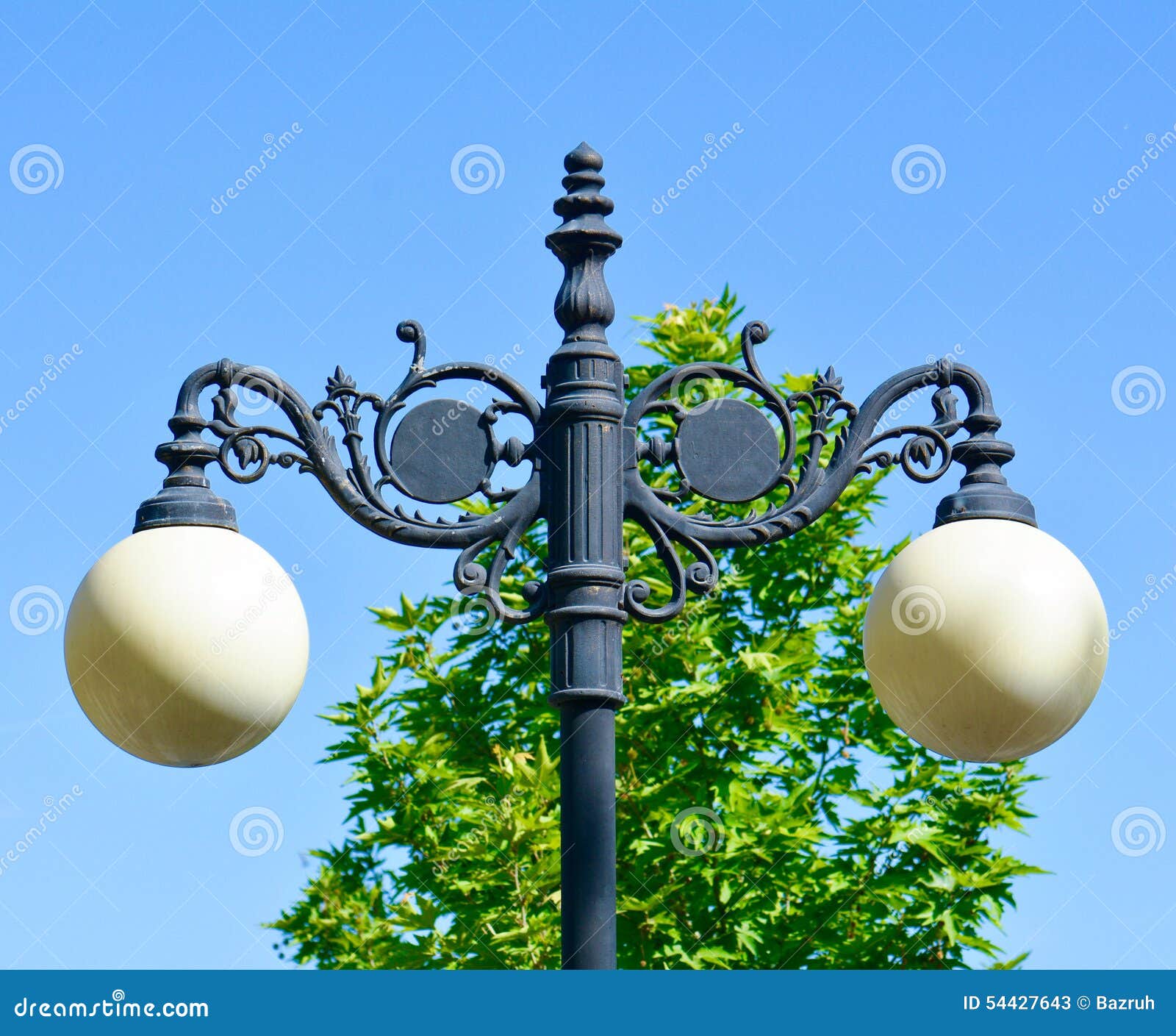 Lamppost with Spherical Lamps Stock Image - Image of power, lamp: 54427643