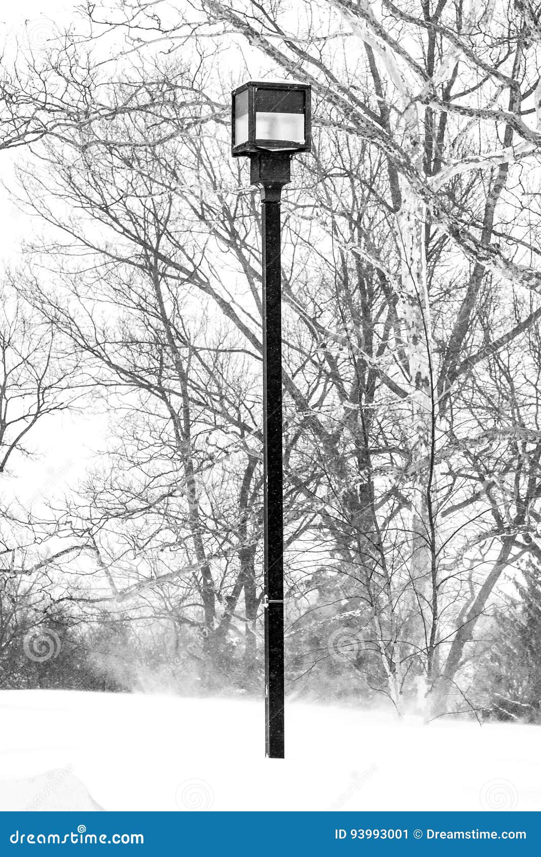 Lamppost under snow stock image. Image of vintage, outside - 93993001