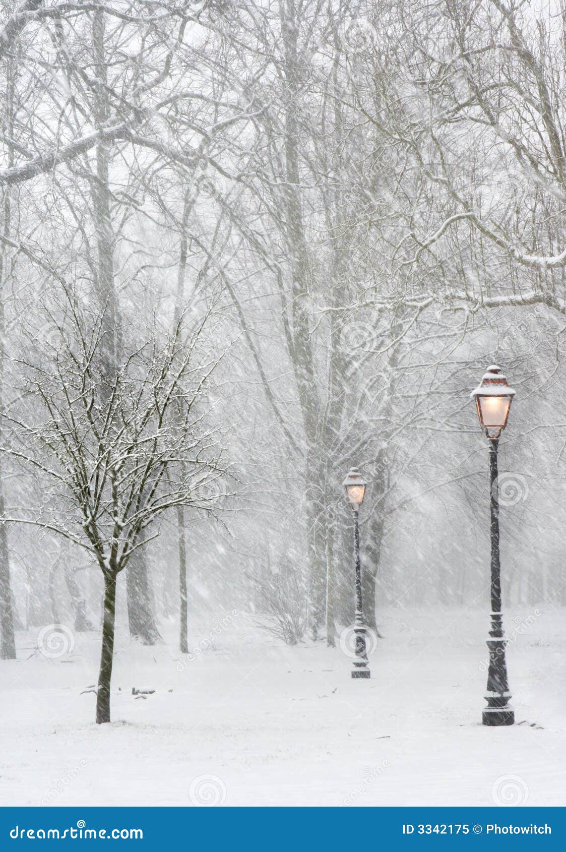 Lampposts In The Snow Royalty Free Stock Photo - Image: 3342175