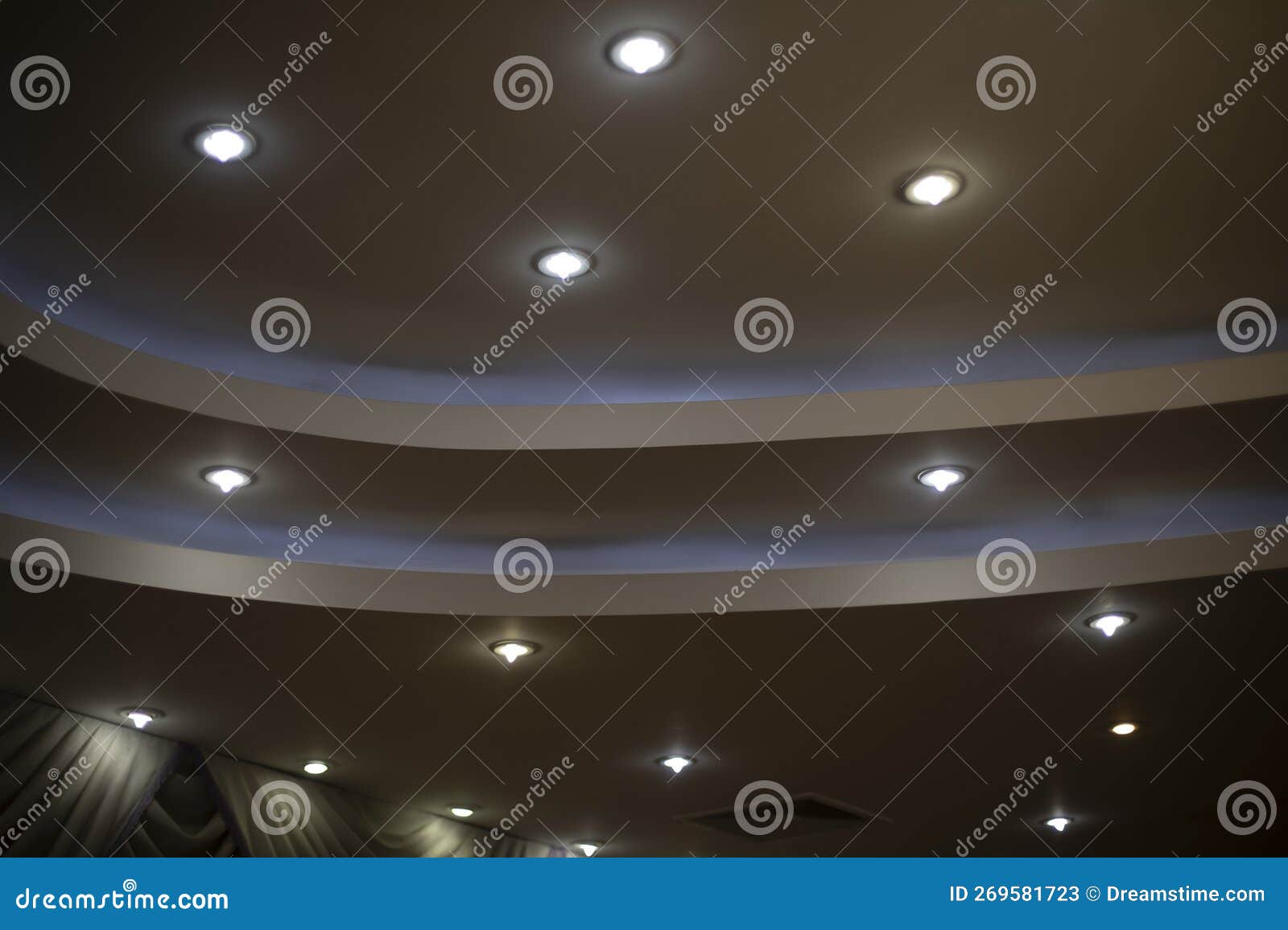Lamps in Ceiling. Multi-level Ceiling Stock Image - Image of hallway ...