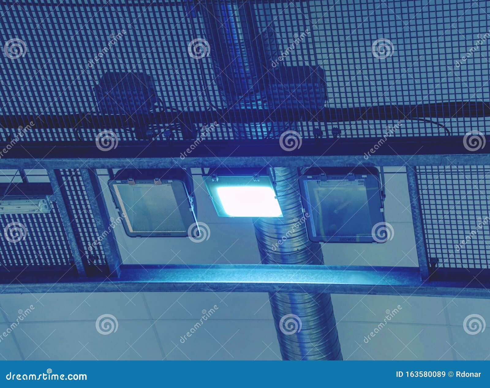 Lamps in Ceiling in a Stadium. Ceiling with Lighting Panels Stock Image ...
