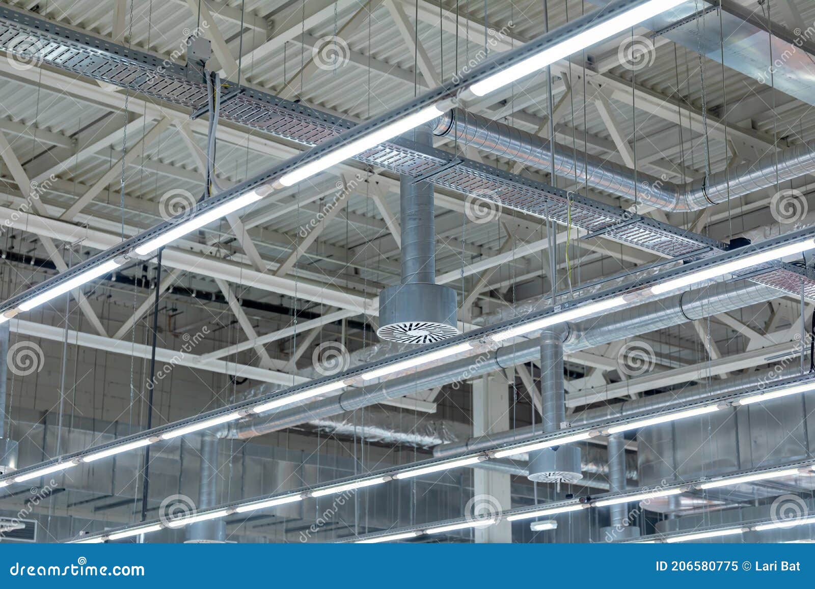 Lamps with Diode Lighting and Ventilation Under the Ceiling of a Modern ...