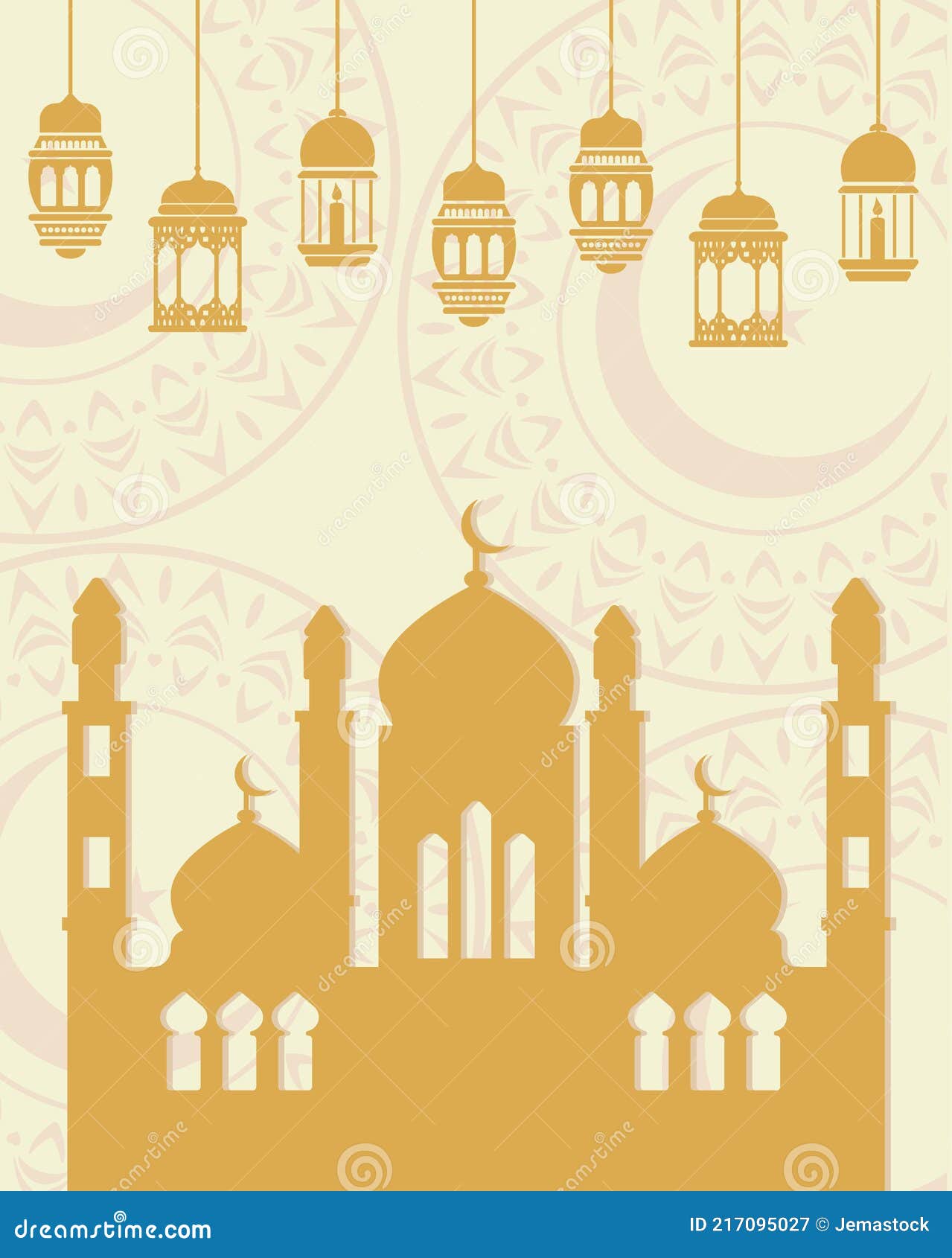 Lamps and mosque stock vector. Illustration of mosque - 217095027