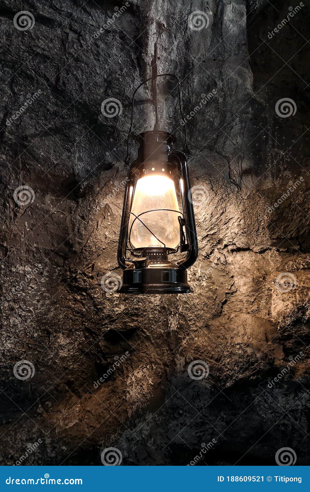 Lamps that Illuminate the Pathway in the Cave Stock Image - Image of ...