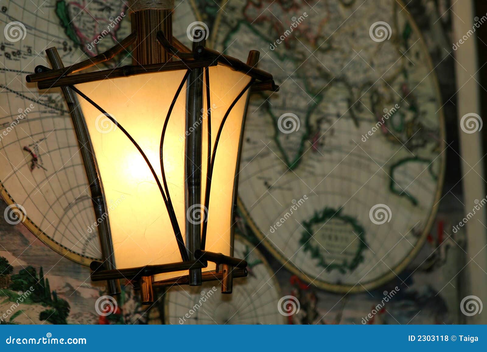 Lamps and map stock photo. Image of obsolete, candles - 2303118