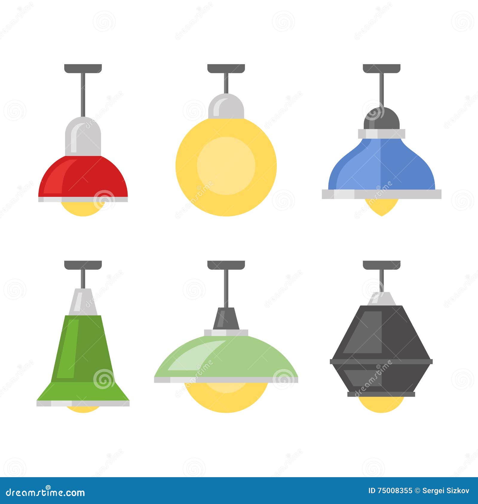 Lamps Set on White Background. Vector Stock Vector - Illustration of ...