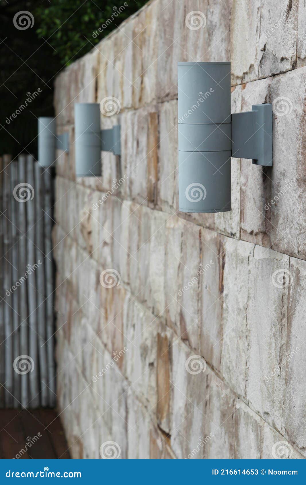 Lamps on stone wall stock image. Image of style, modern - 216614653