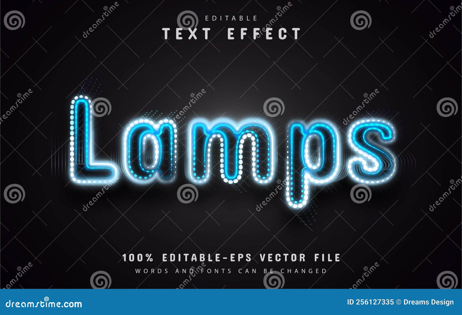 Lamps text effect editable stock vector. Illustration of style - 256127335