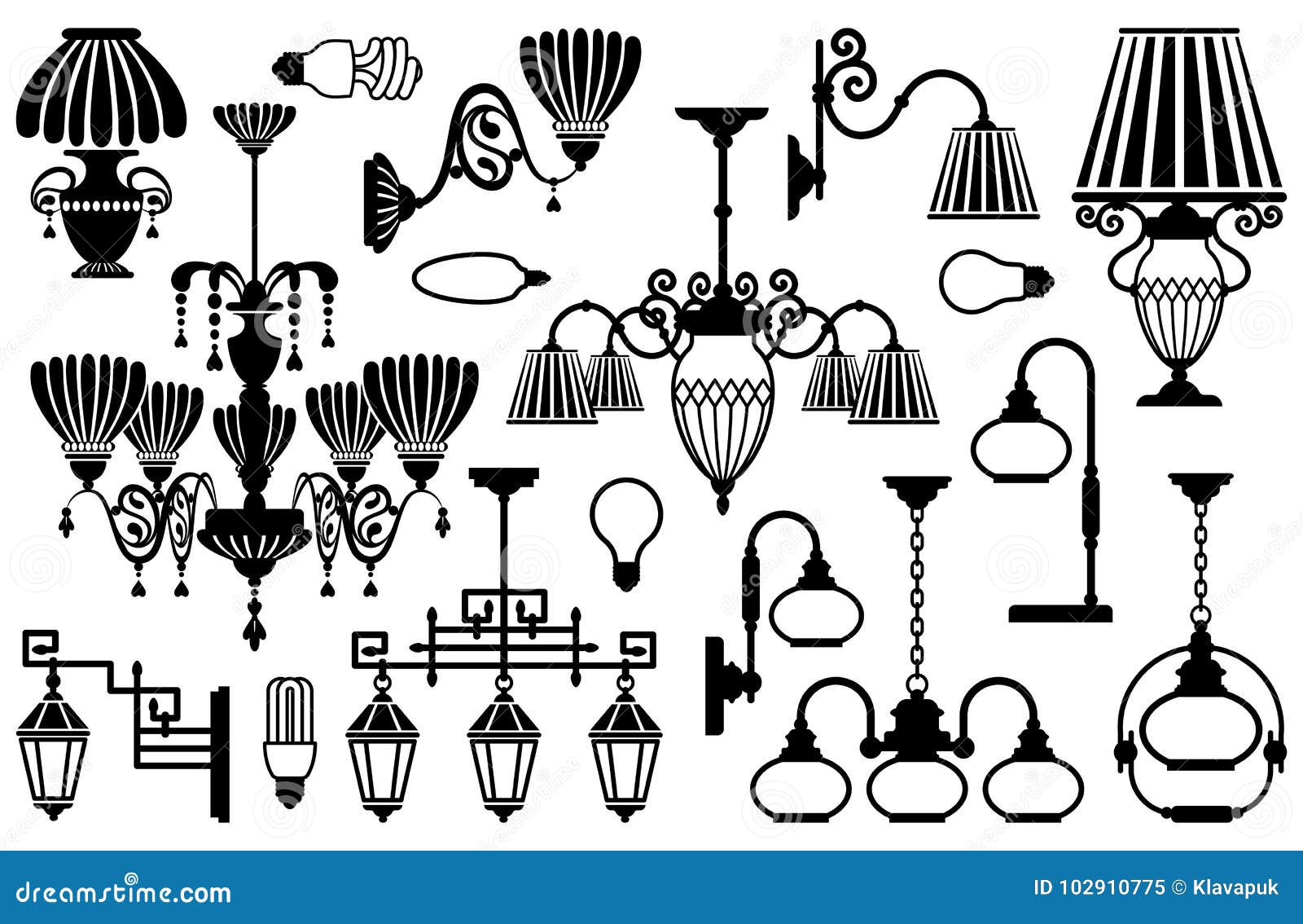 Lamps. Vector illustration stock vector. Illustration of icon - 102910775