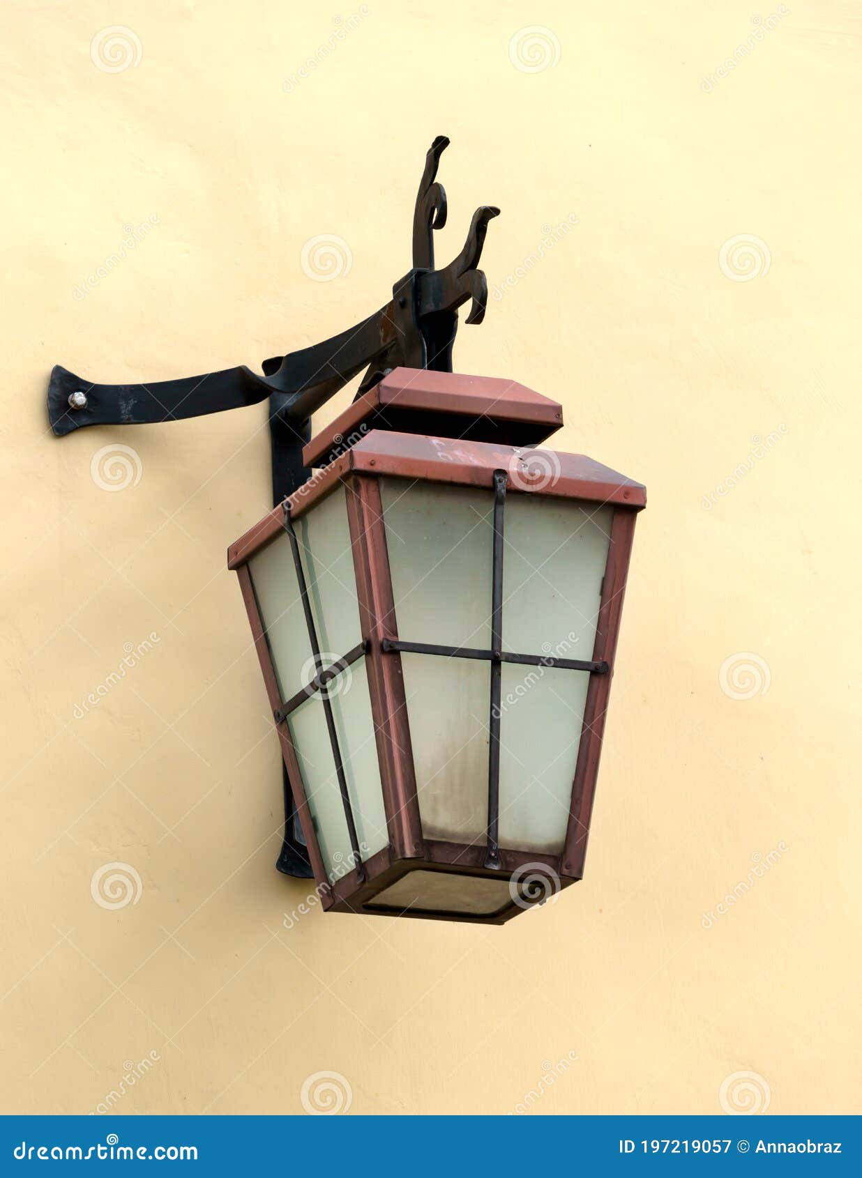 Lamps on the Wall of the House, Stylized Antique Stock Image - Image of ...