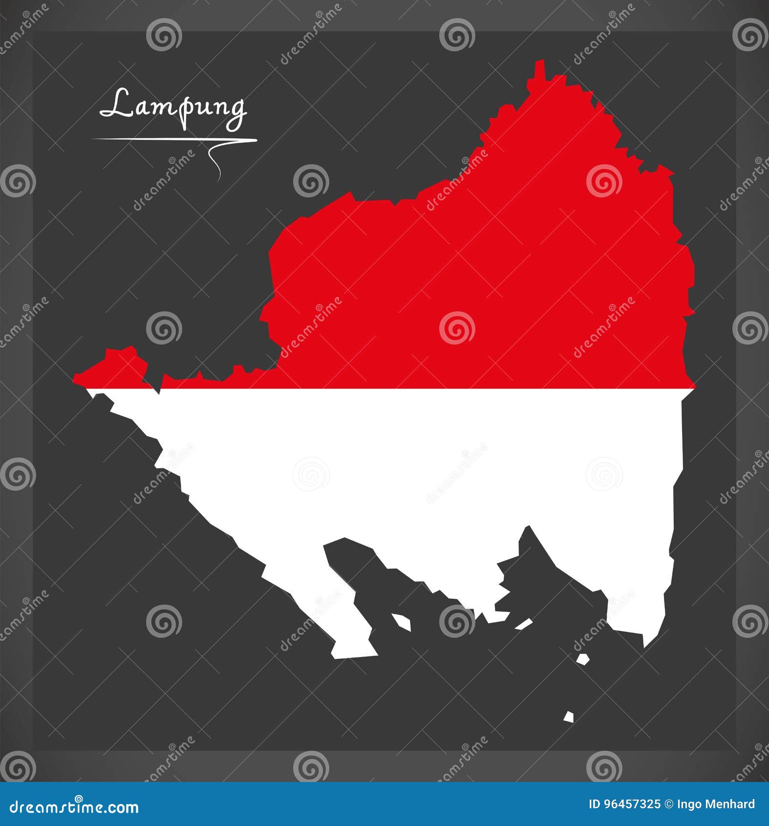 Lampung Indonesia Map With Indonesian National Flag Illustration ... Lampung Indonesia Map With Indonesian National Flag Illustration ...