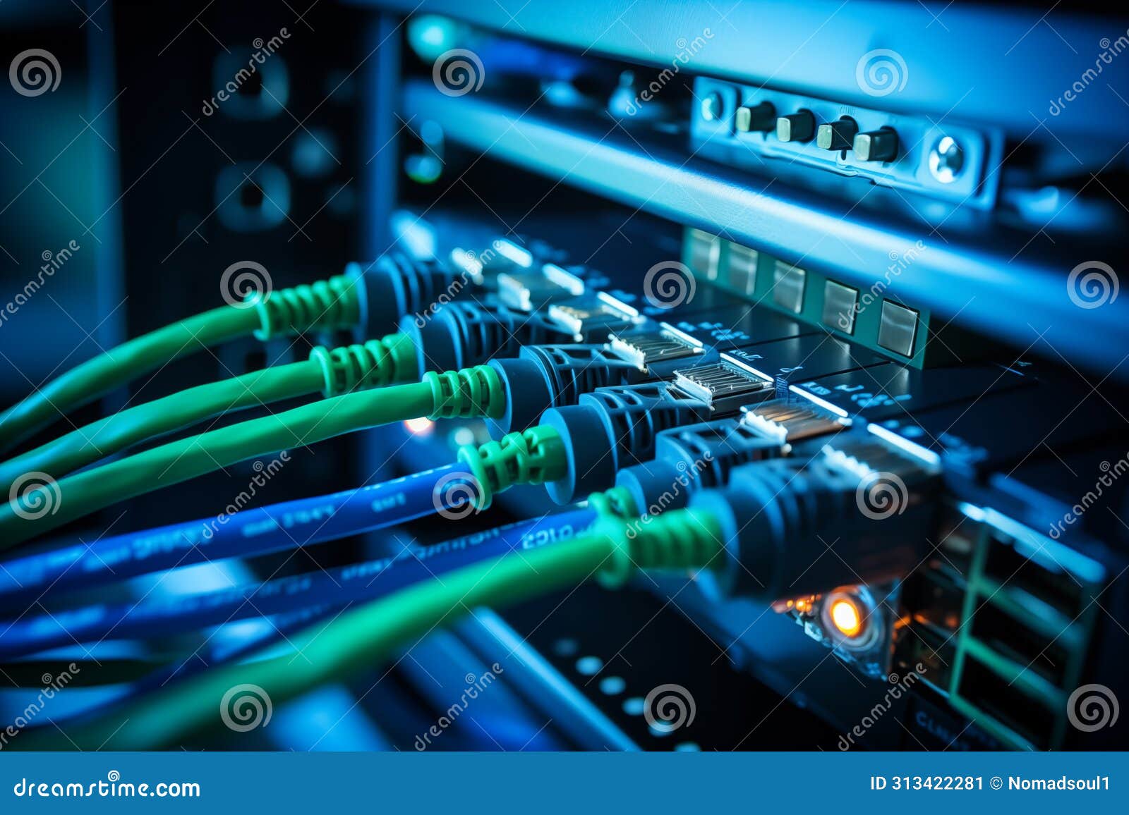 LAN Cable Being Plugged into a Network Switch. Generative AI Stock ...