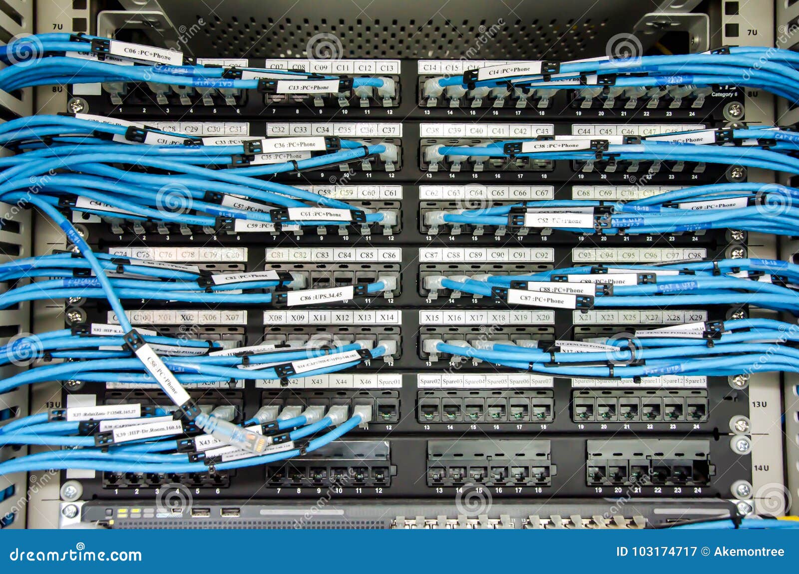 Lan Cable Connect with Server Unit Stock Image - Image of digital, blue ...