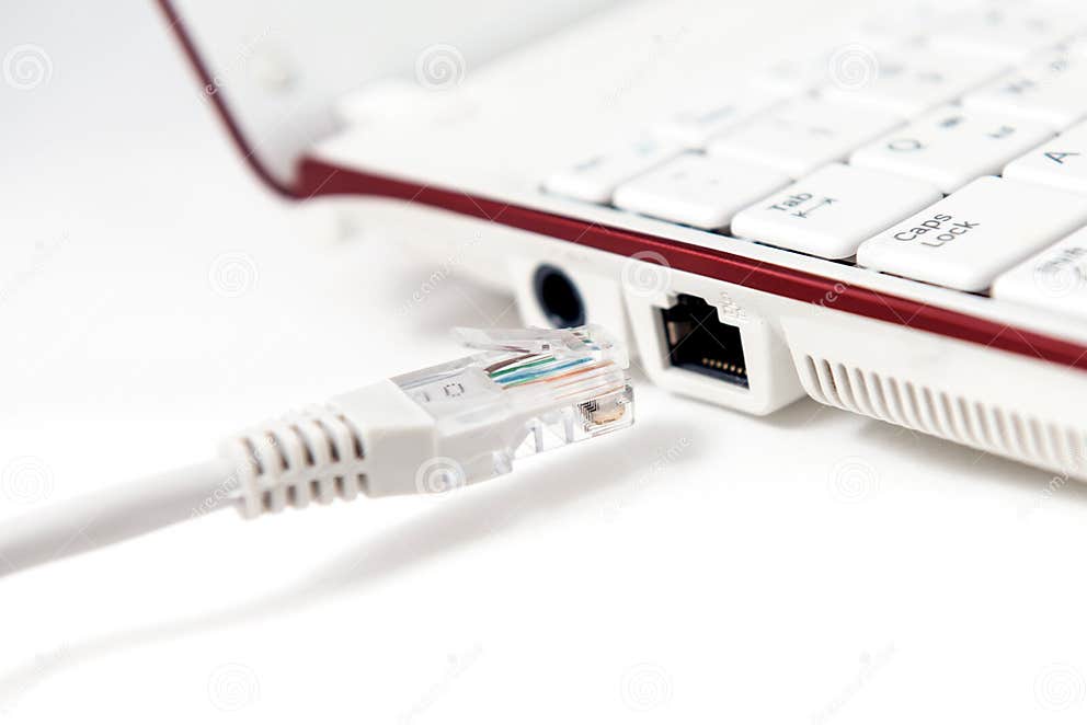 LAN Cable is Connecting Internet To Laptop Stock Image - Image of ...