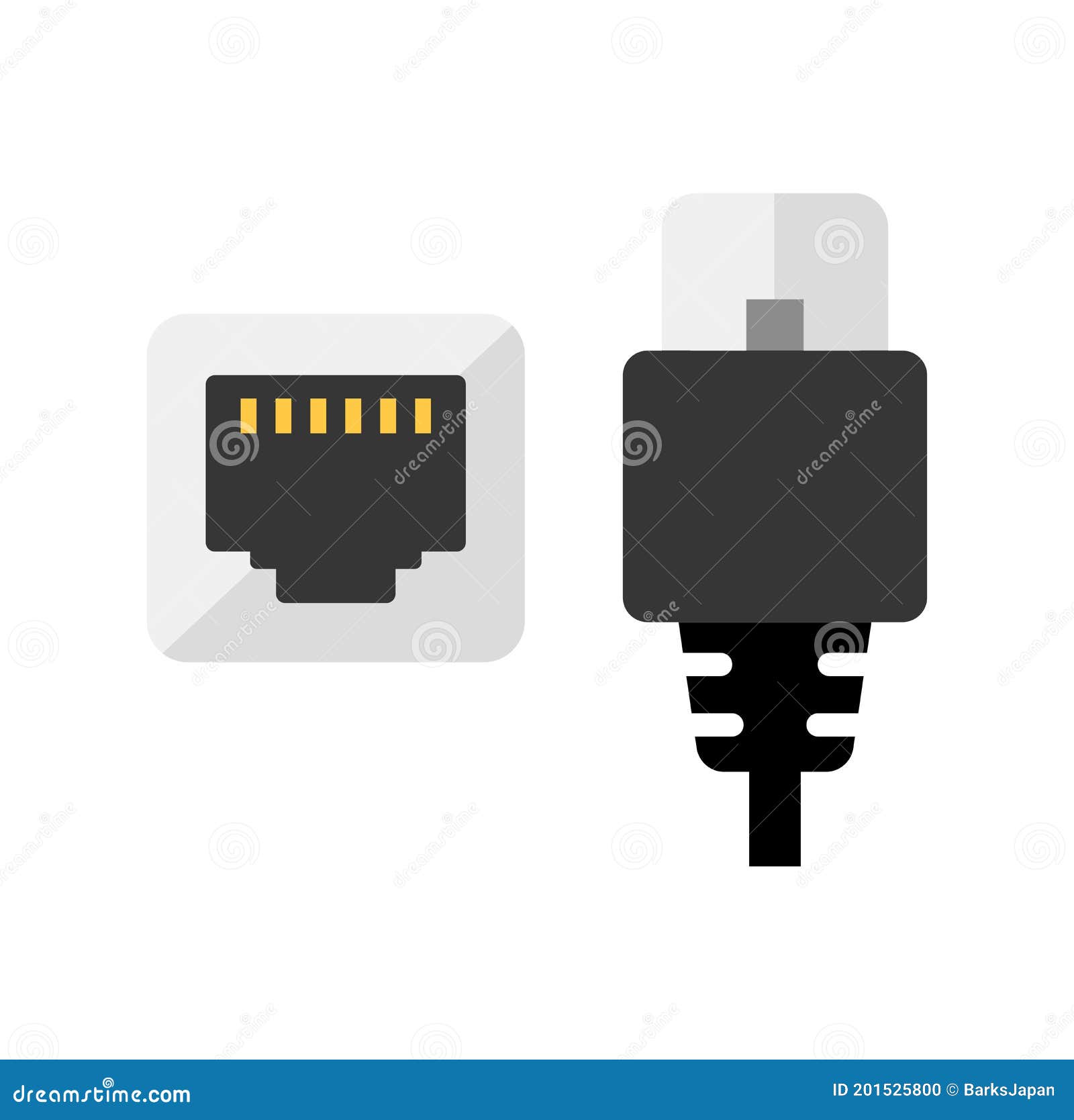 Lan Cable and Connector Plug Vector Icon Illustration Stock Vector ...