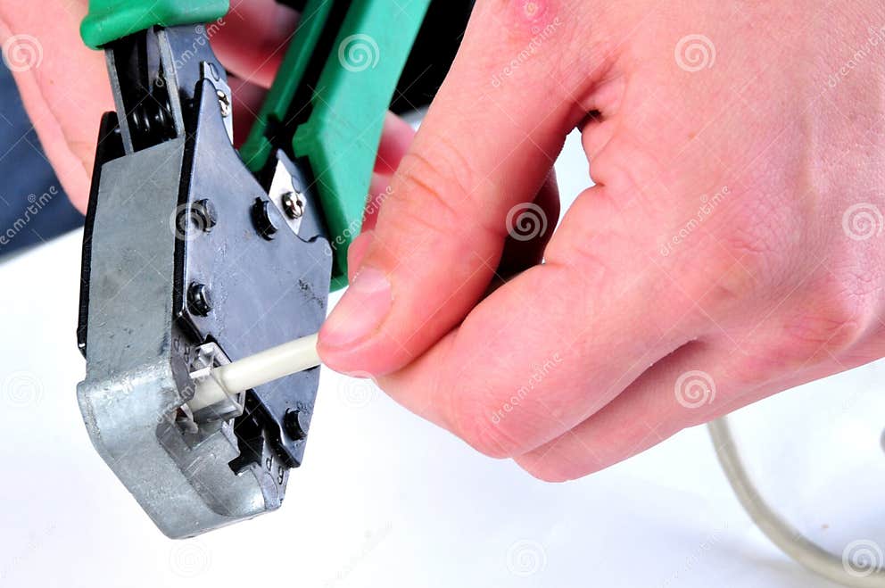 LAN Cable Crimping Process. Stock Photo - Image of information, plug ...