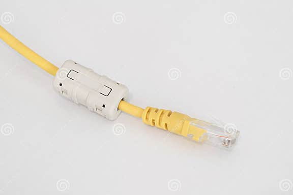 LAN Cable with Ferrite Clamp or Clamp Filter Stock Image - Image of ...