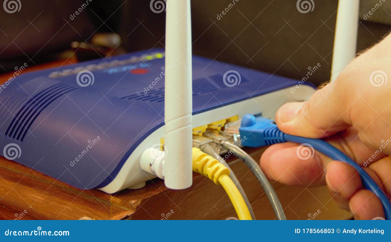 Lan Cable Networking with Router Plugging in Cable Stock Image - Image ...
