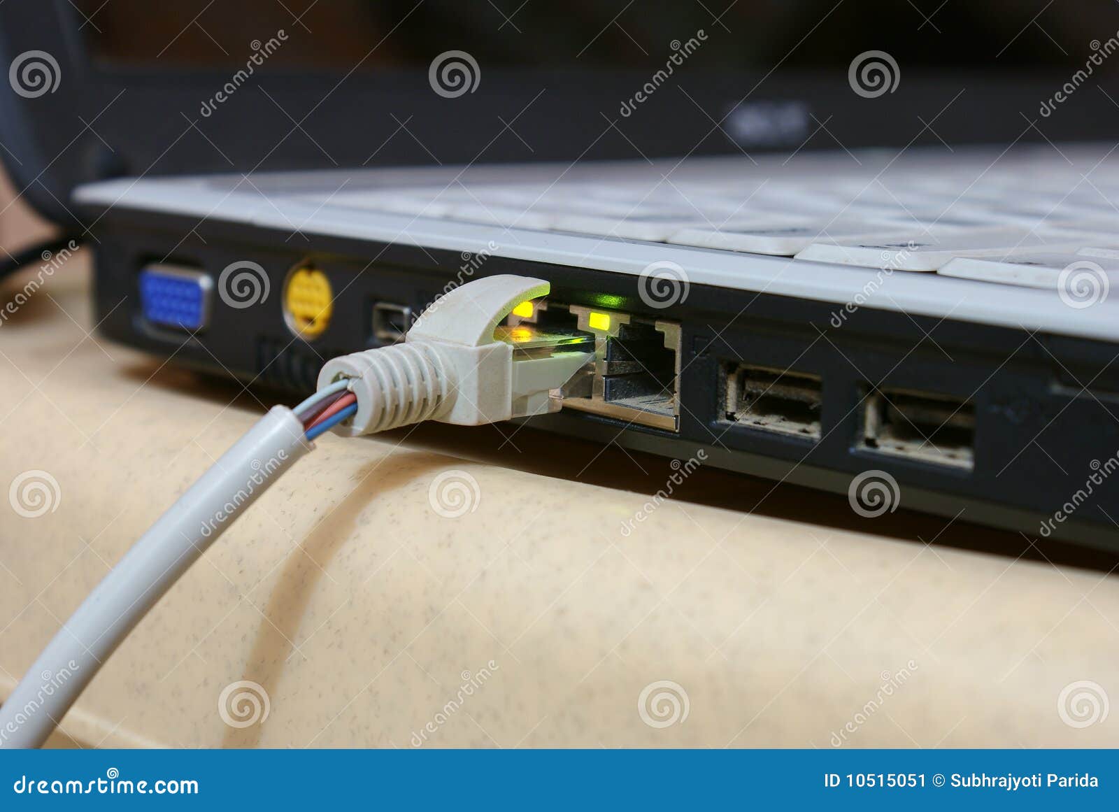 LAN Cable Plugged To a Laptop. Stock Image - Image of laptop, cables ...