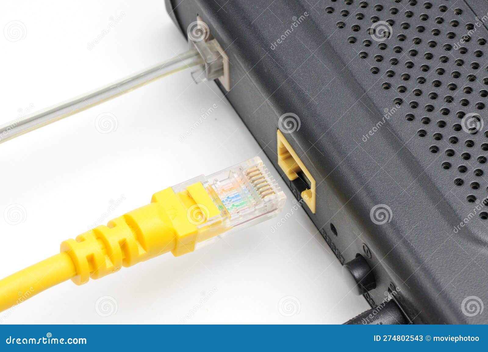 LAN Cable with RJ45 Plug on a White Background Stock Image - Image of ...