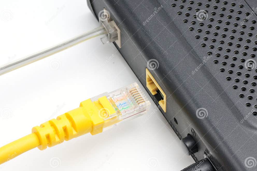 LAN Cable with RJ45 Plug on a White Background Stock Image - Image of ...