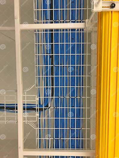 LAN Cable Wiring on the Cable Rack . Stock Photo - Image of design ...