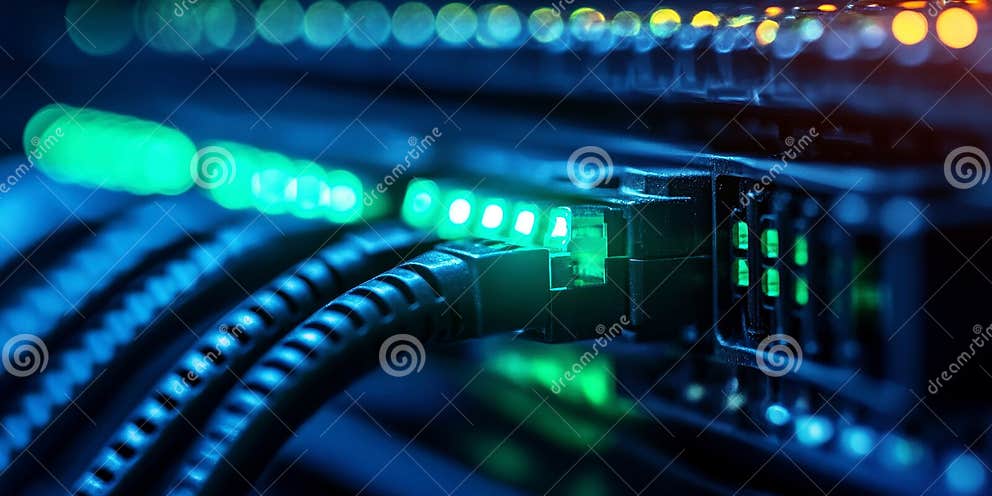 Lan Cables, Ethernet Network Cables Data Connection in Hub Plug ...