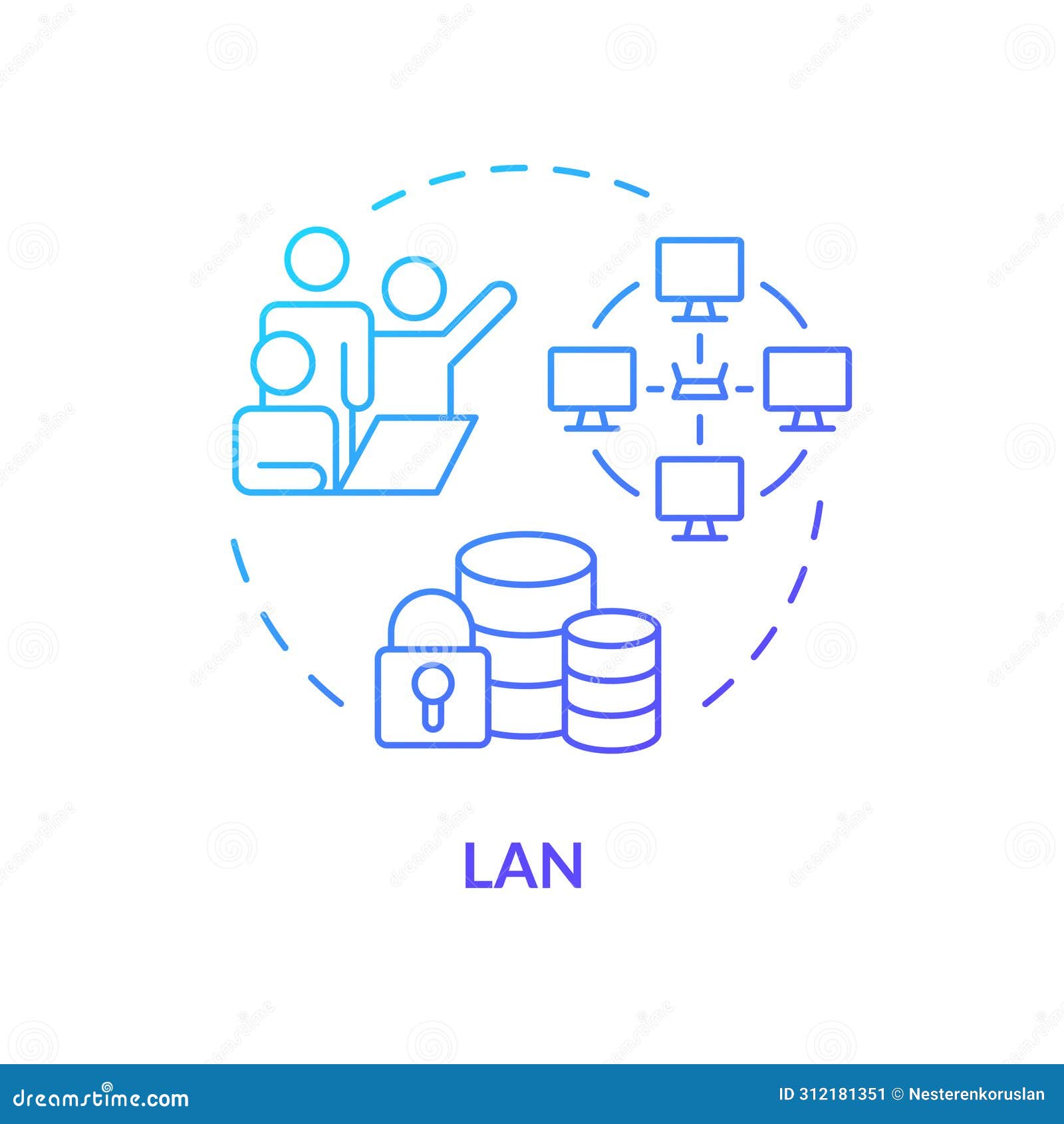 Lan Connection Type Blue Gradient Concept Icon Stock Vector ...