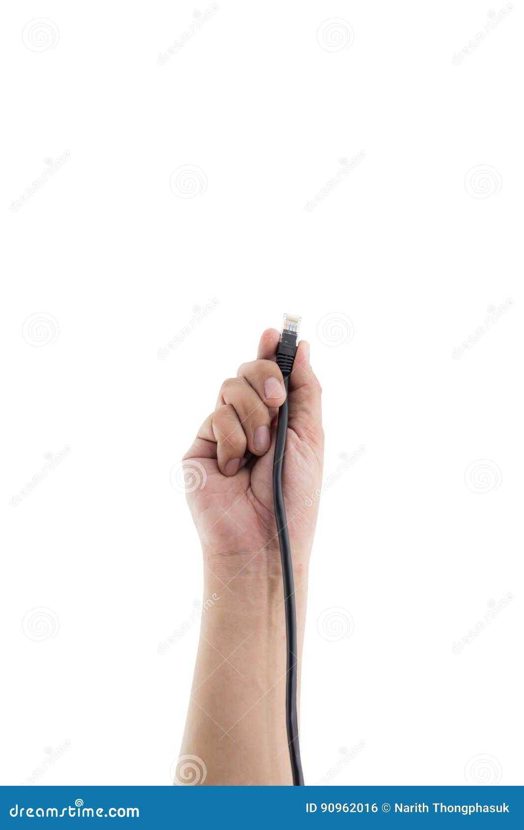 LAN Connector in Hand Isolated on White Background. Stock Photo - Image ...