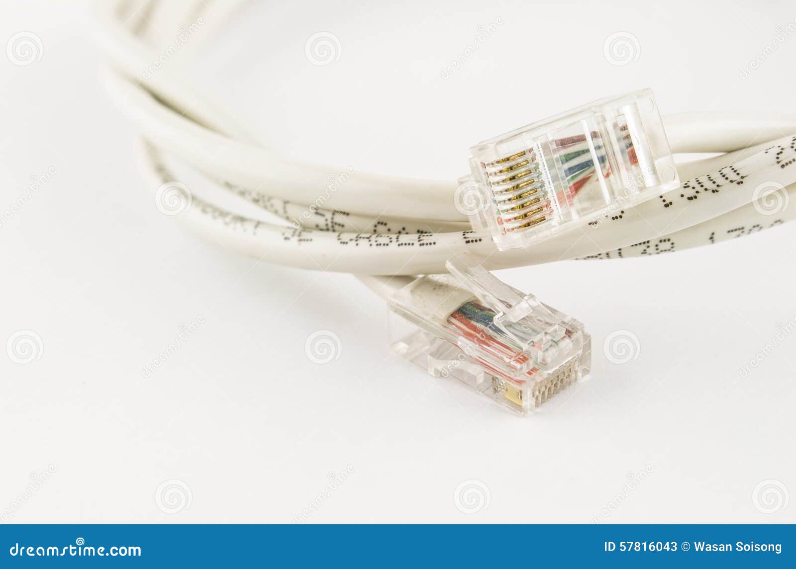 Lan Head with Computer Network Cable on White Background Stock Image ...