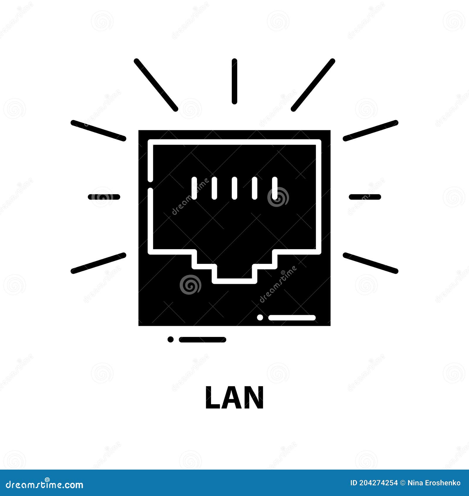 Lan Icon, Black Vector Sign with Editable Strokes, Concept Illustration ...