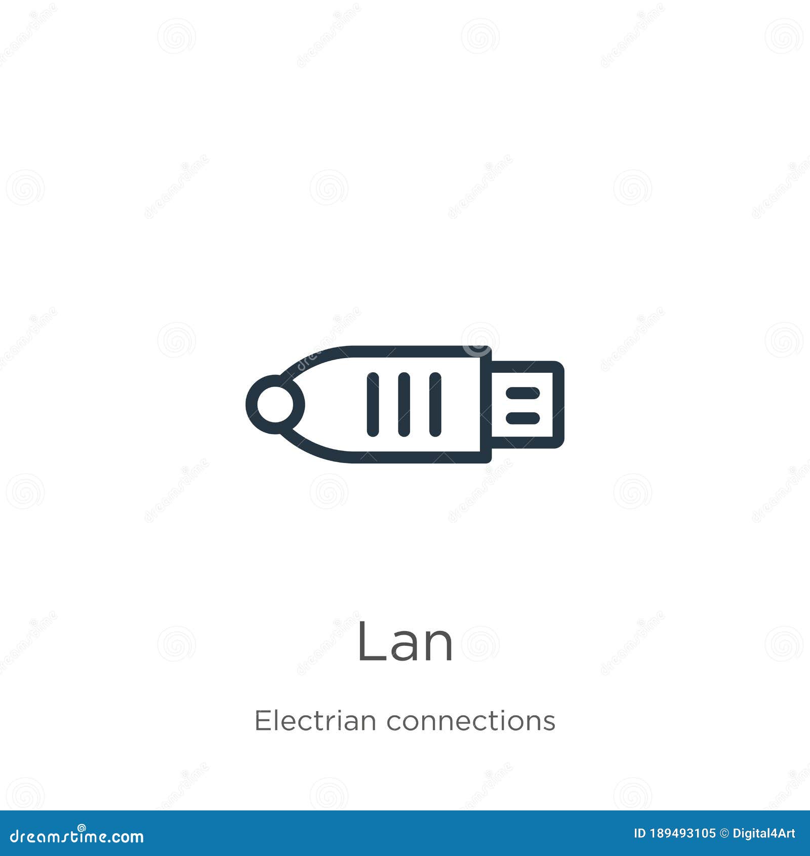 Lan Icon. Thin Linear Lan Outline Icon Isolated on White Background ...