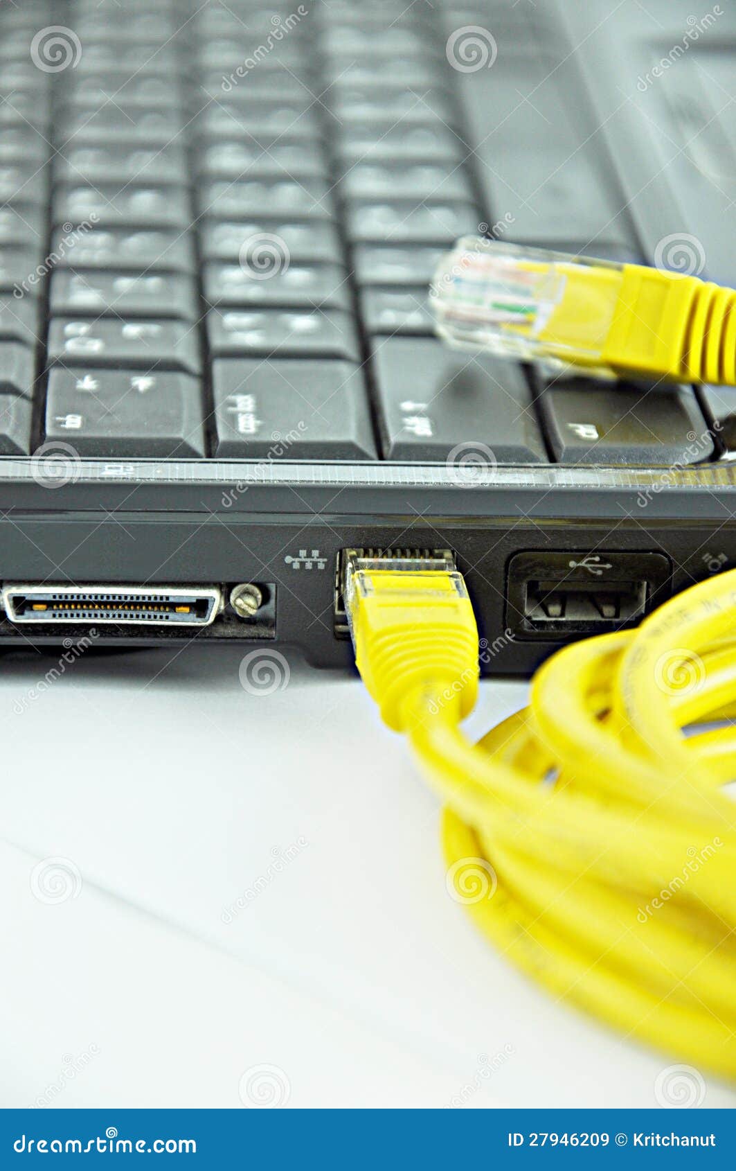 Lan-Kabel Angeschlossen an Laptop Stockbild - Bild von computer ...