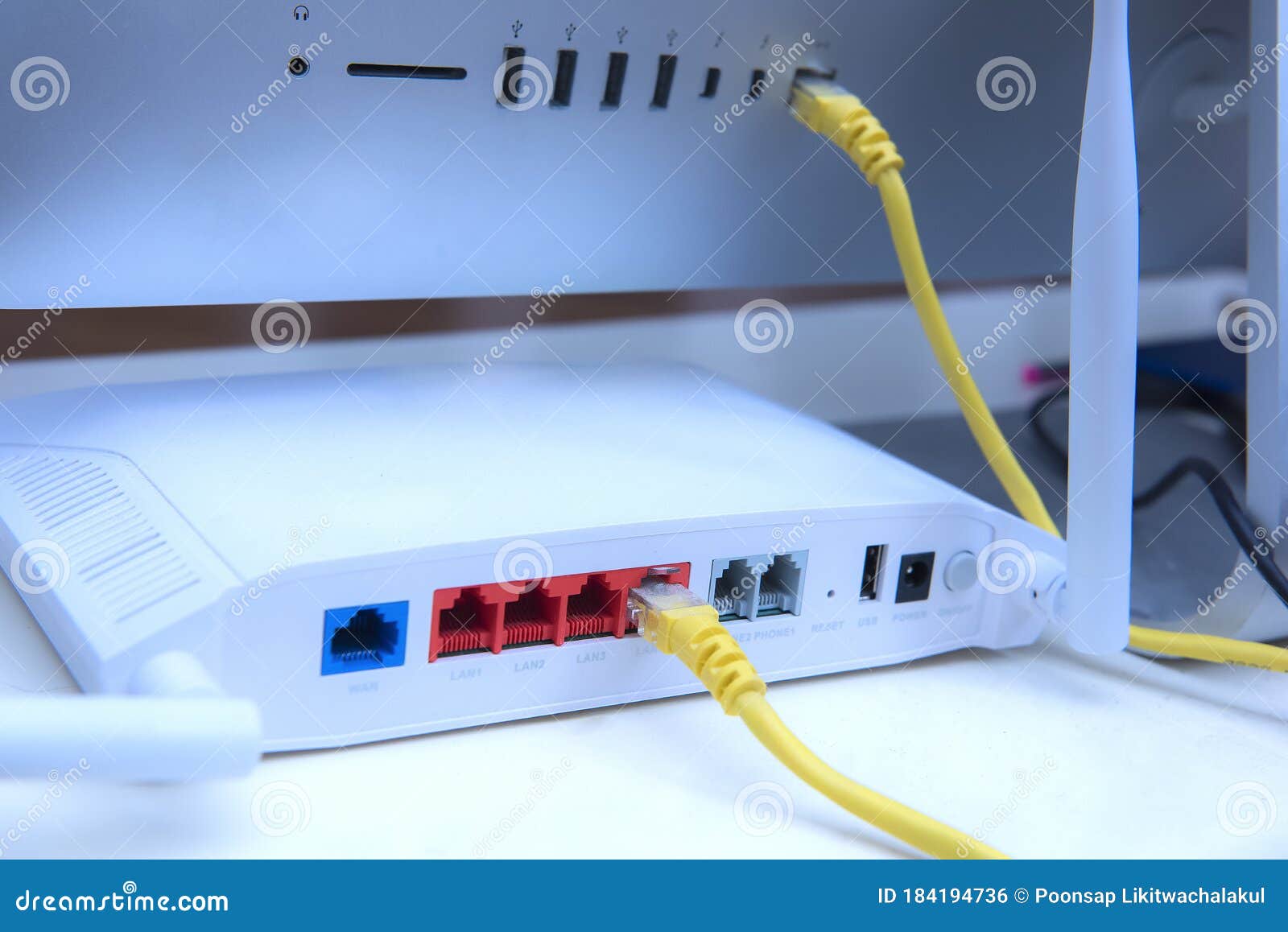 LAN Network Cable Connected To the Computer Stock Photo - Image of ...