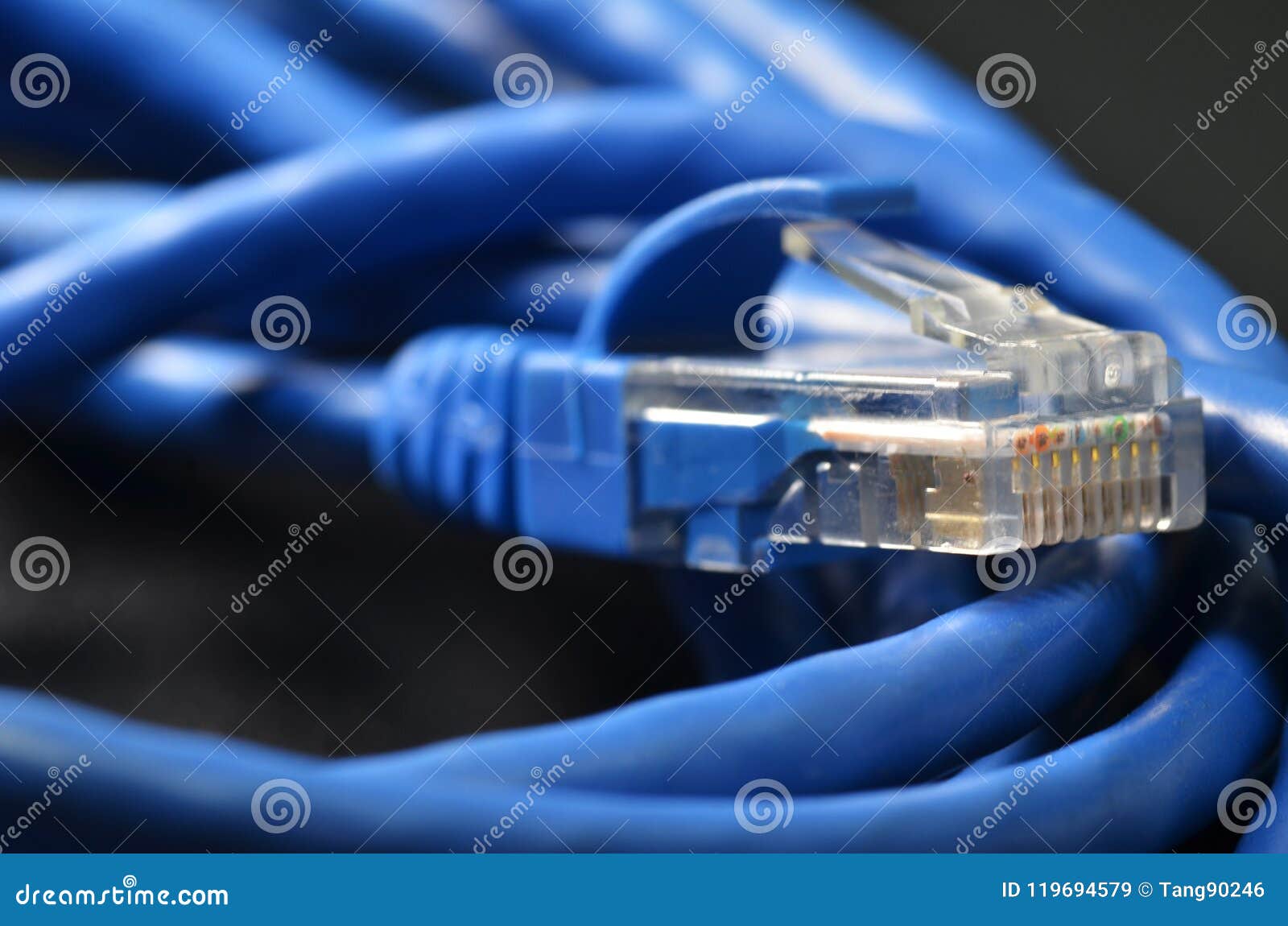 LAN Network Connection Blue Cable Stock Image - Image of electric ...