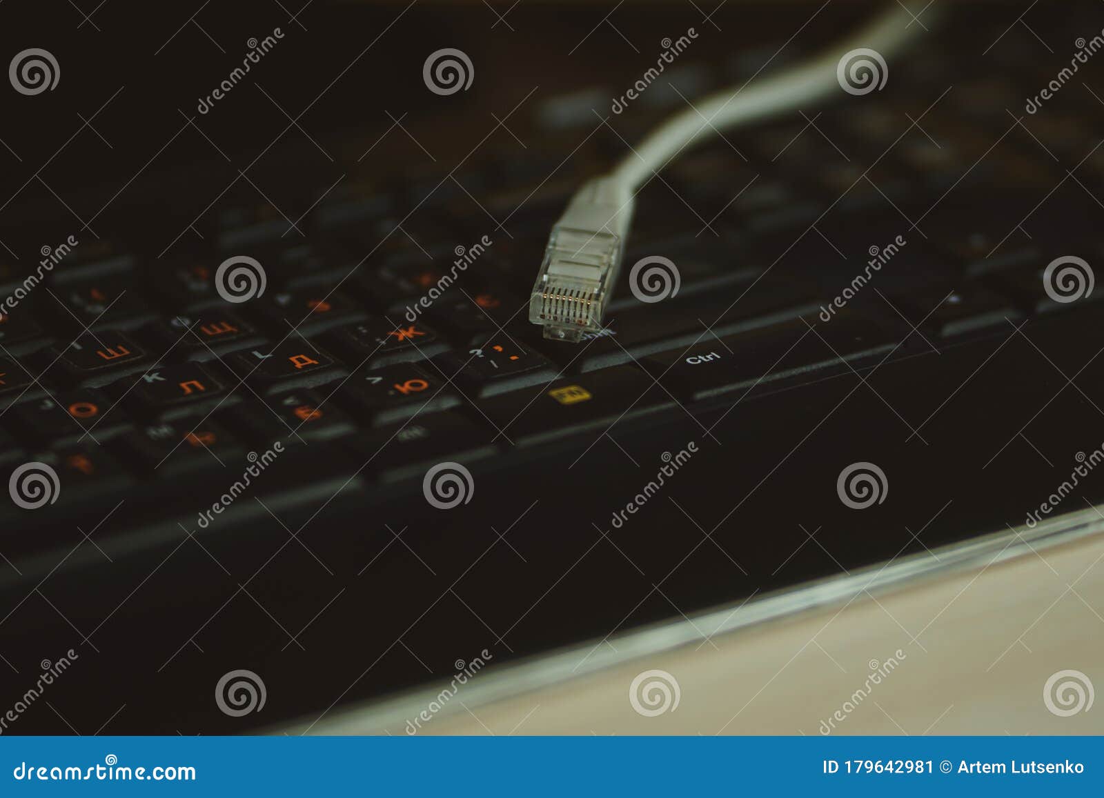 LAN Network Connection Ethernet Cable on Keyboard Stock Image - Image ...