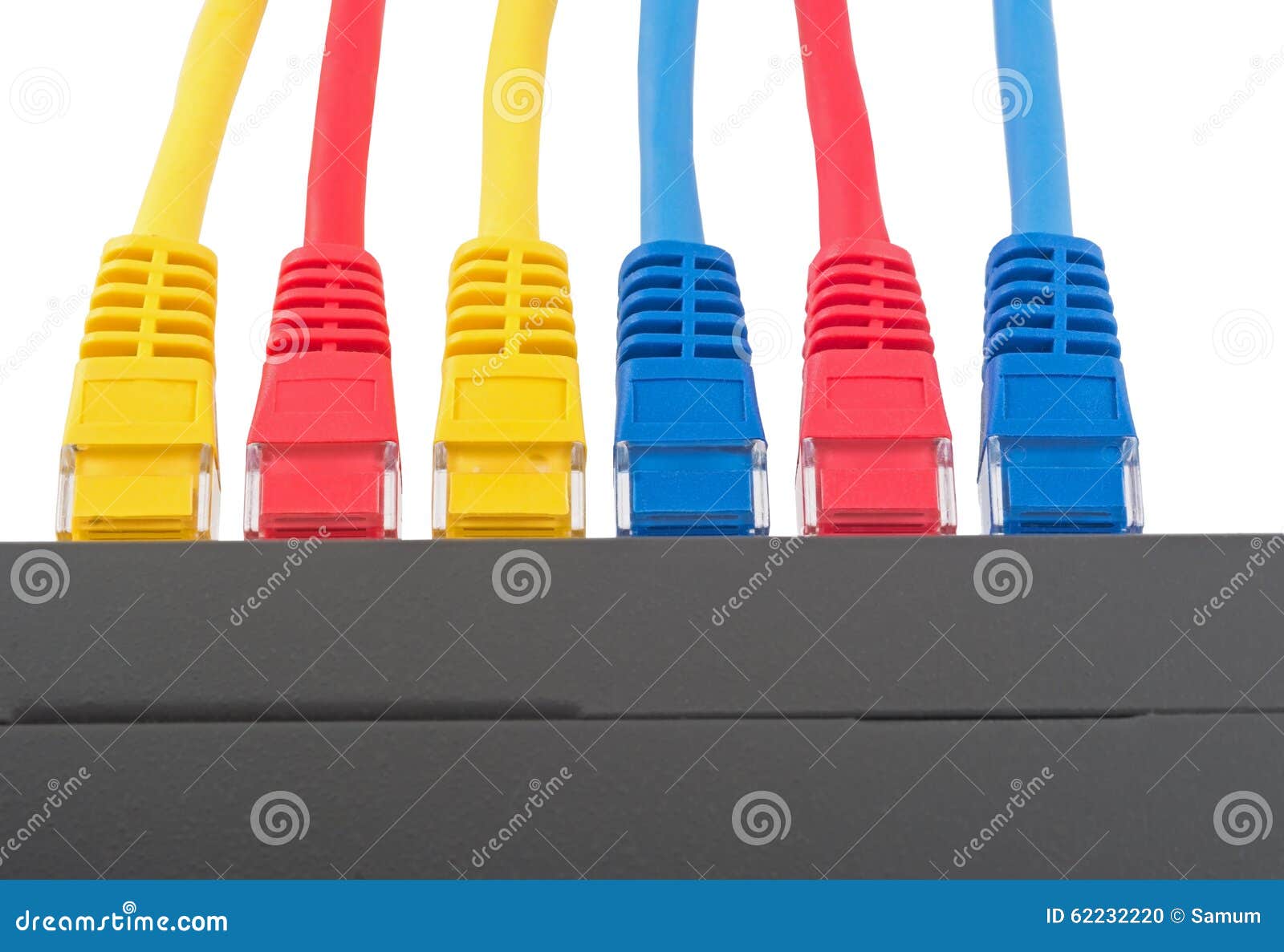 LAN Network Switch with Ethernet Cables Stock Photo - Image of ...