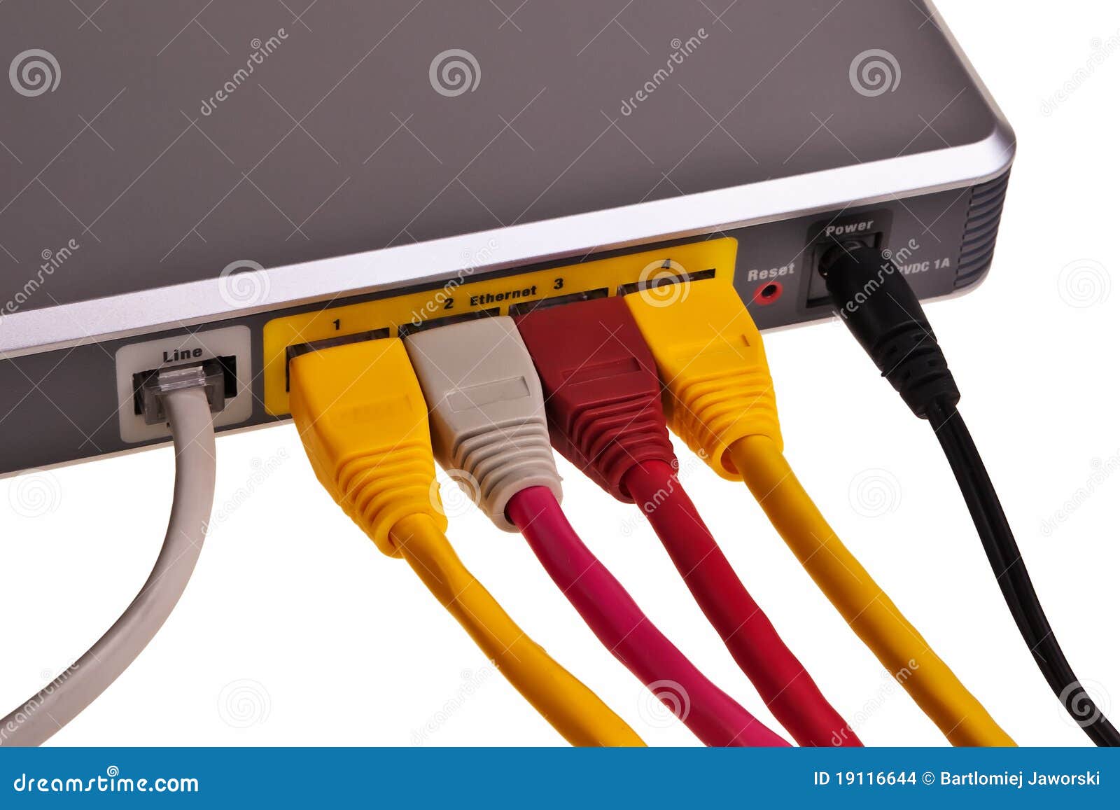 LAN switch back panel. stock photo. Image of modem, communications ...