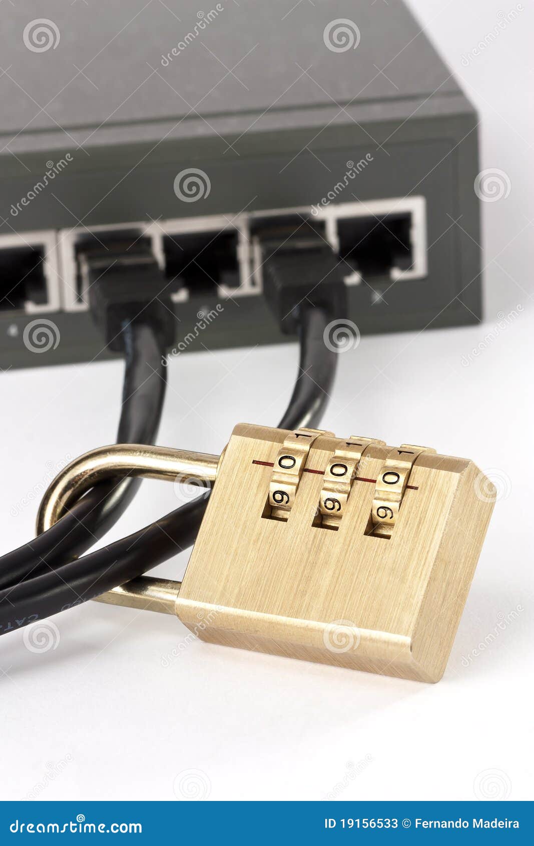 LAN Switch Security Locked stock image. Image of cable - 19156533
