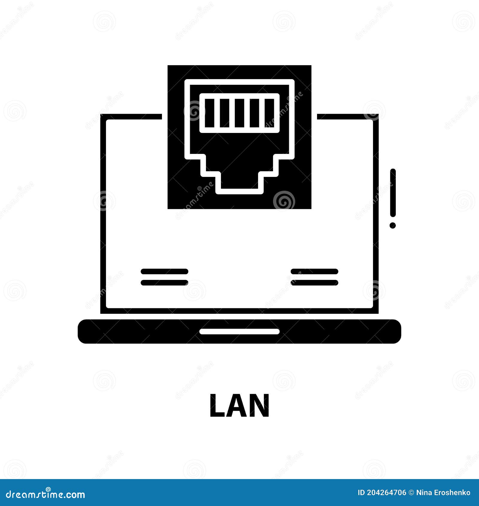 Lan Symbol Icon, Black Vector Sign with Editable Strokes, Concept ...