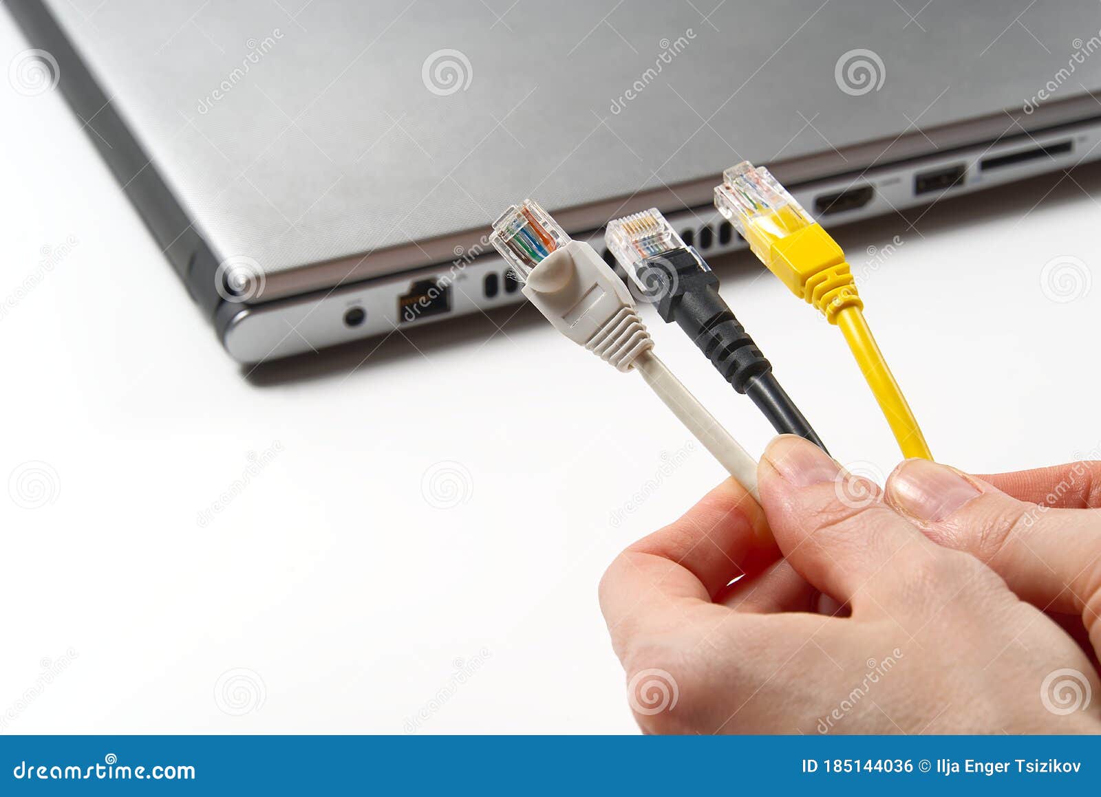 Lan Wires Cat5 Cat6. Hand Holds Wires With High Speed Internet Access ...