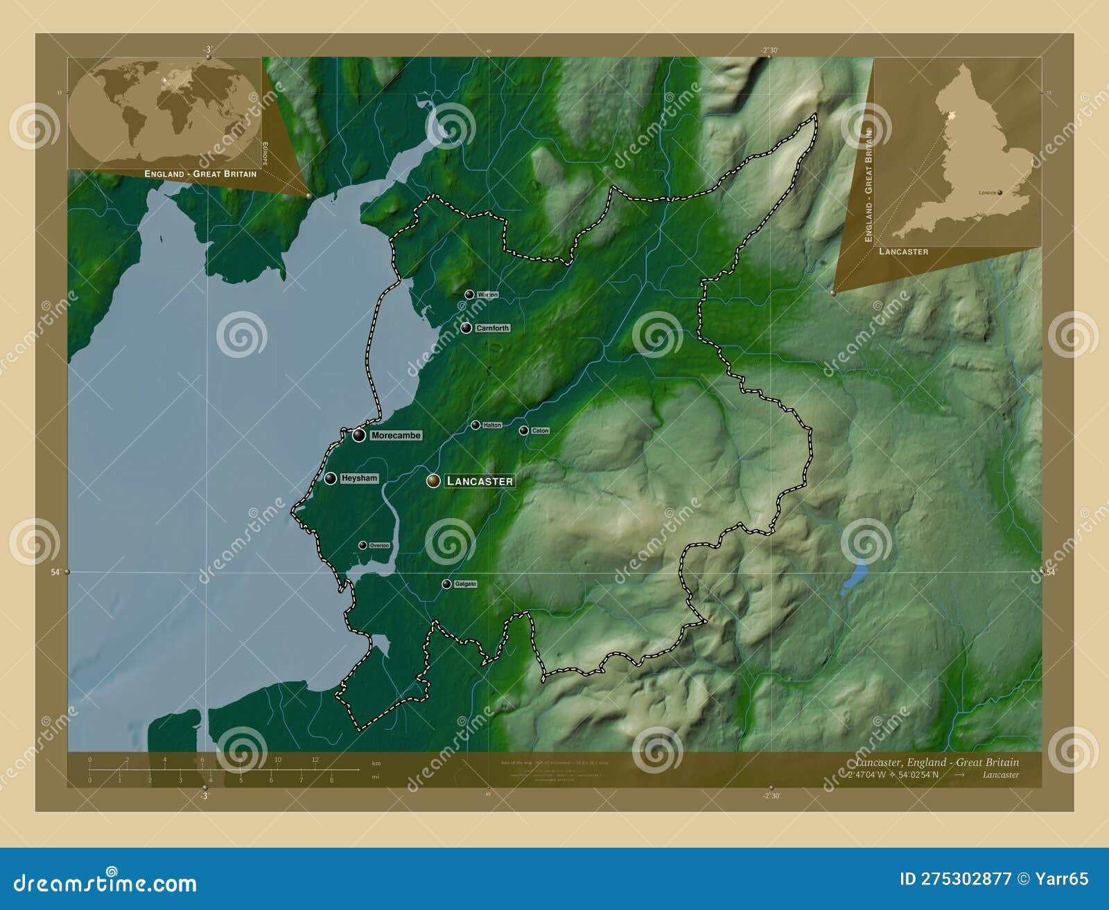 Lancaster, England - Great Britain. Physical. Labelled Points of Stock ...