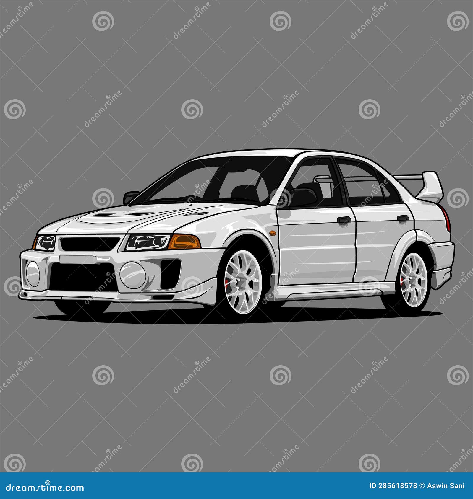 Lancer Evolution V White stock vector. Illustration of icon - 285618578