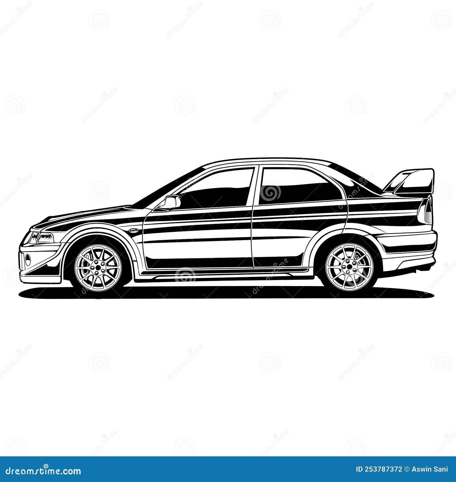 Lancer Evolution VI Side View Car Illustration Stock Illustration ...