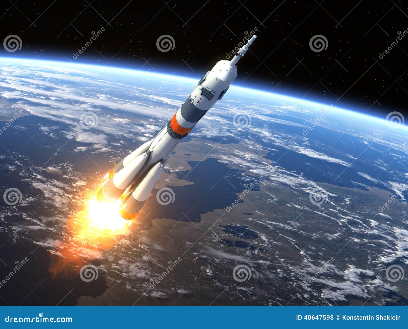 Lancio Di Soyuz-FG Del Razzo Vettore Illustrazione di Stock ...