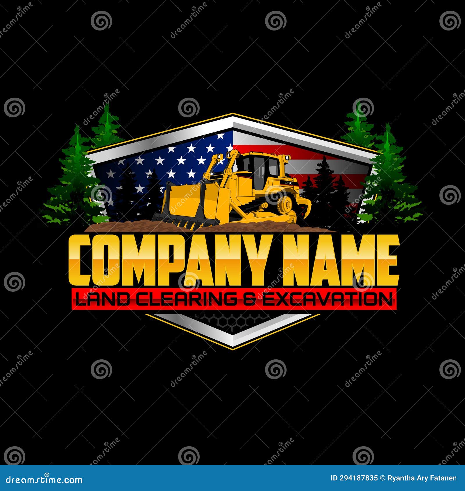 Land Clearing And Excavating Company Logo Cartoon Vector ...