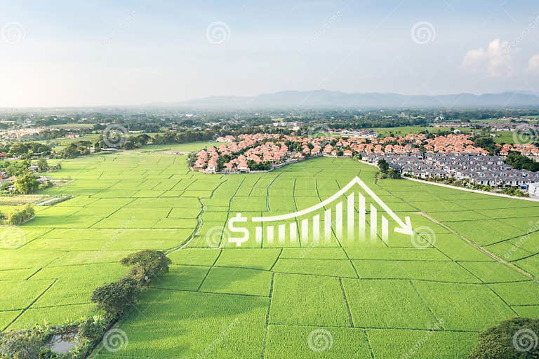 Land and Concept of Value To Decrease, Reduction or Low Stock Photo ...